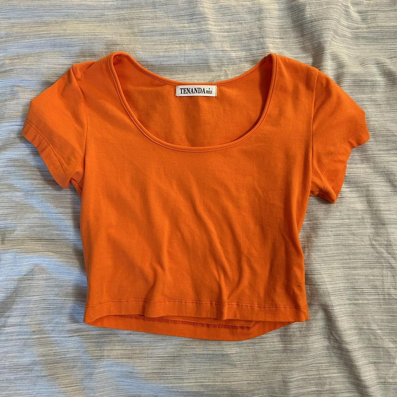Tenada orange crop top size S but also fits M,... - Depop