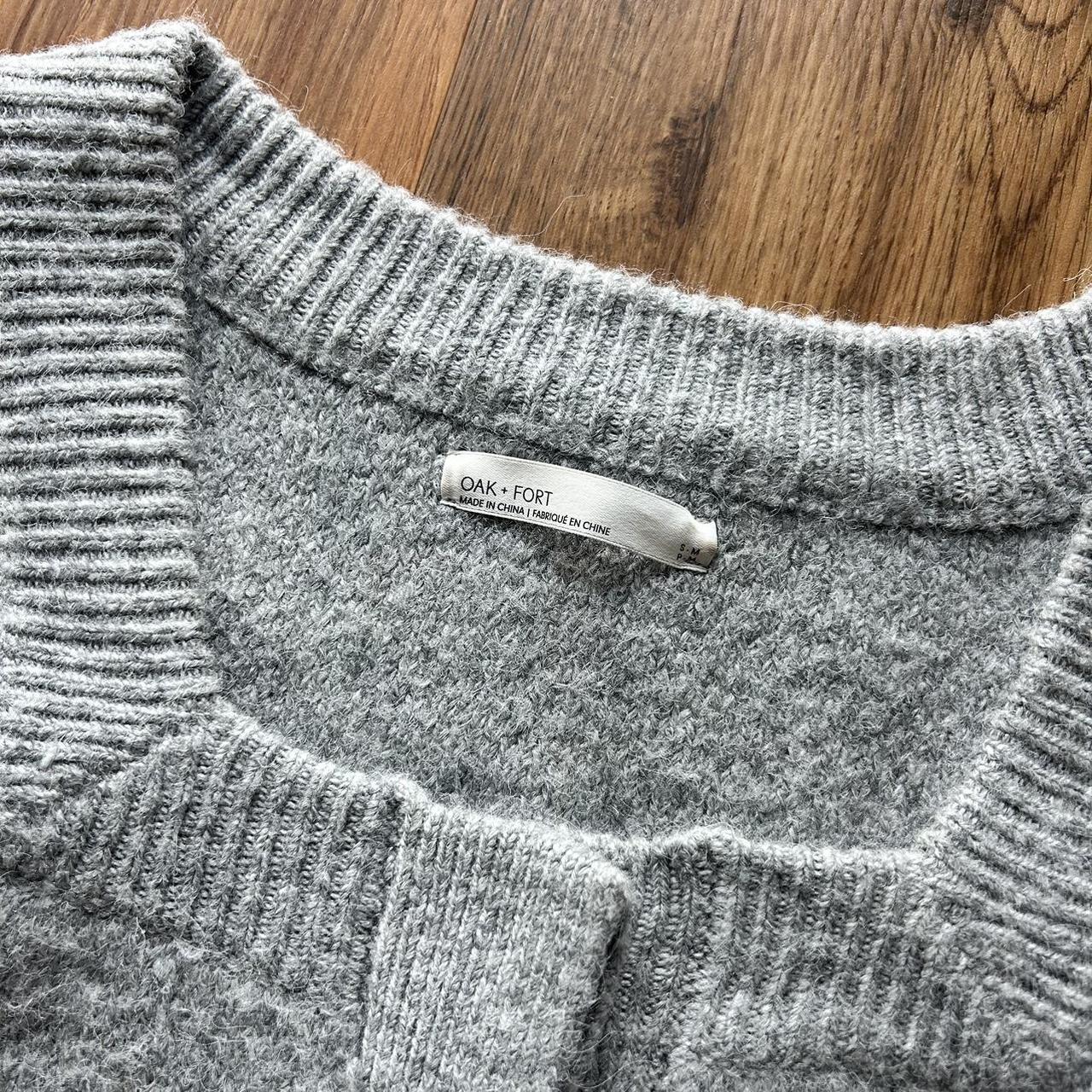 Oak + Fort Square Neck Oversized Grey Cardigan size... - Depop