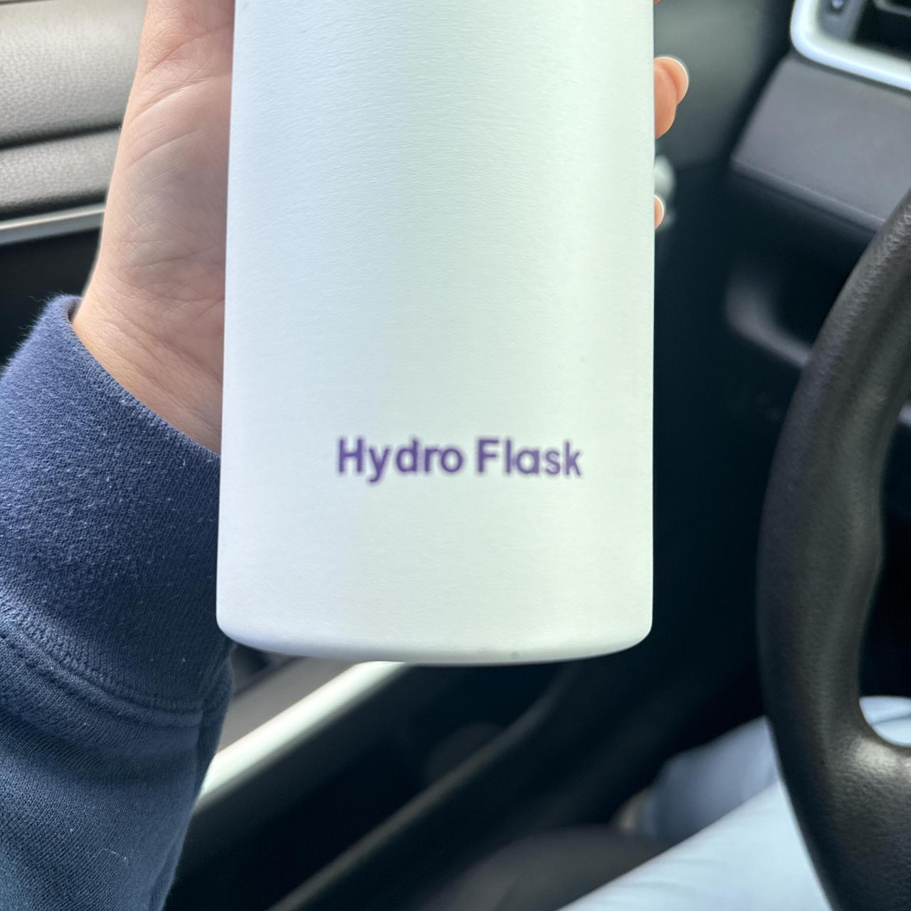 White and purple Hydro Flask water bottle... | Depop
