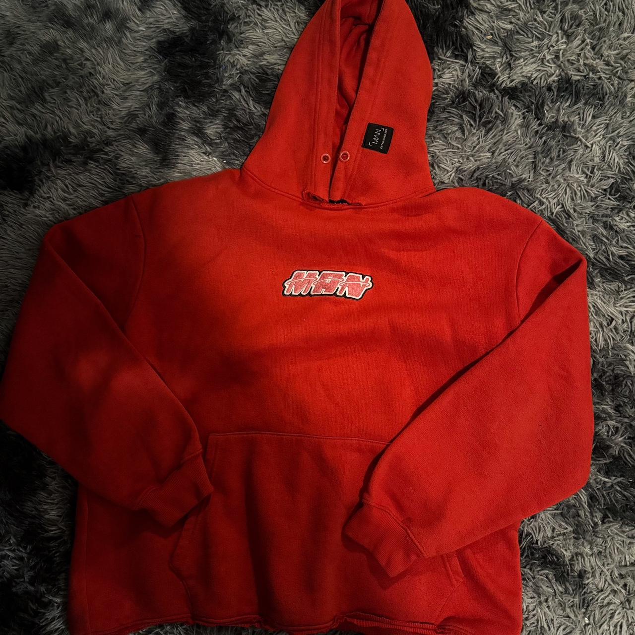 Red cropped hoodie - Depop