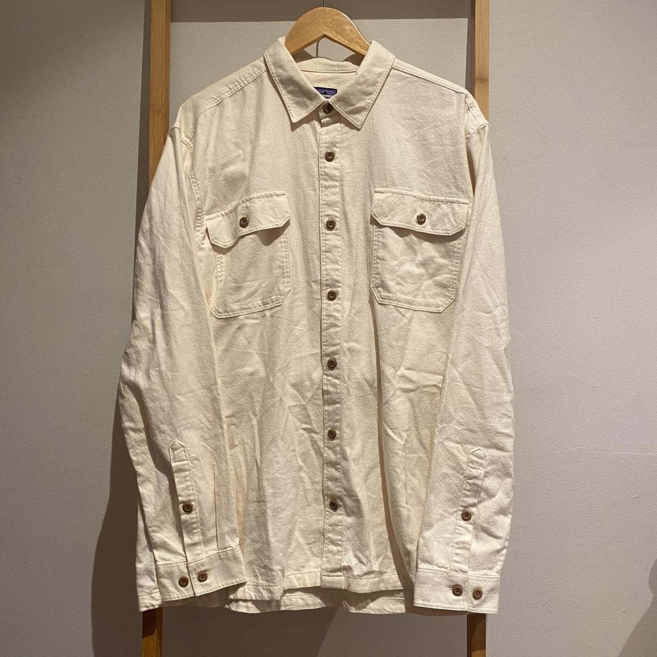 Patagonia flannel Undyed natural colour Cream/off... | Depop
