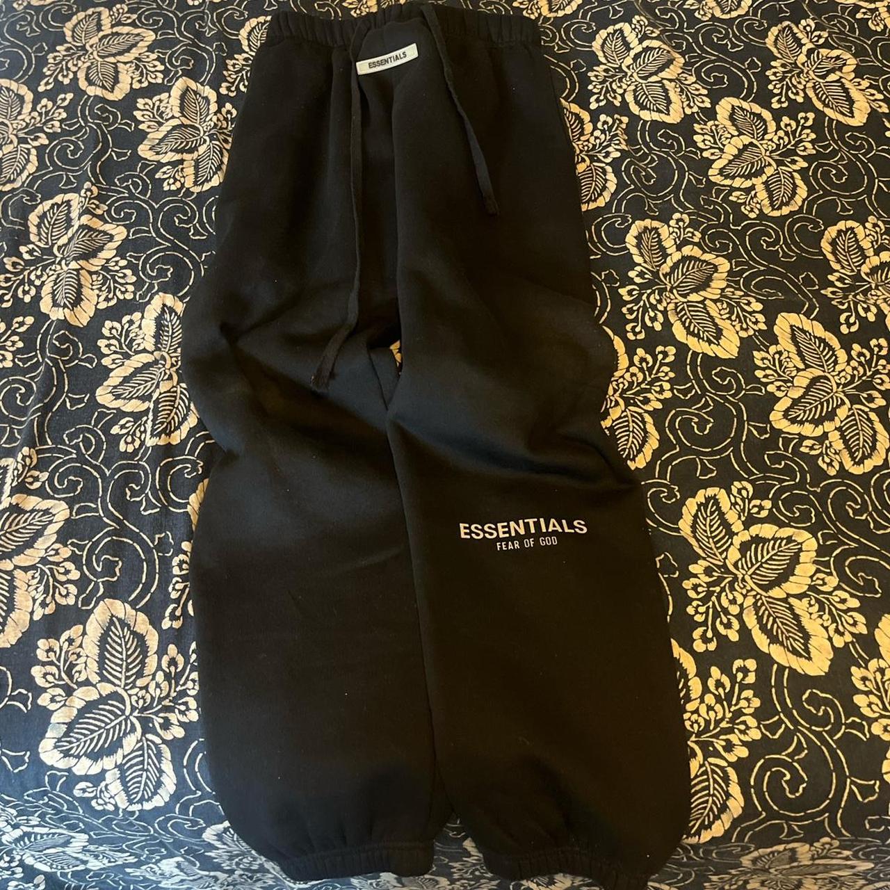 Black essentials sweat pants worn lightly - Depop