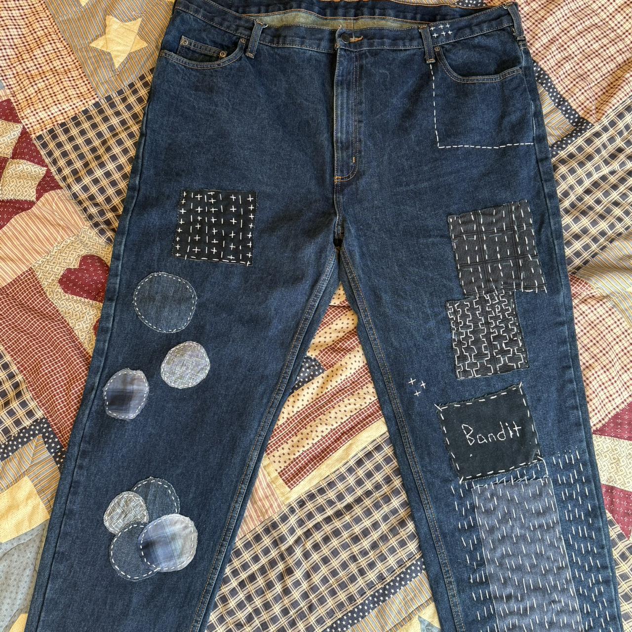 1/1 Bandit Denim Patchwork Jeans Size 42 x 30 Near... | Depop