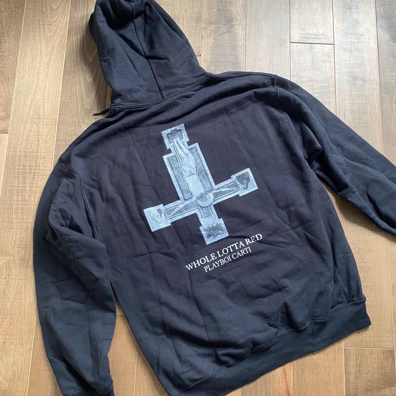 Playboi carti hand upside down cross hoodie brand... - Depop