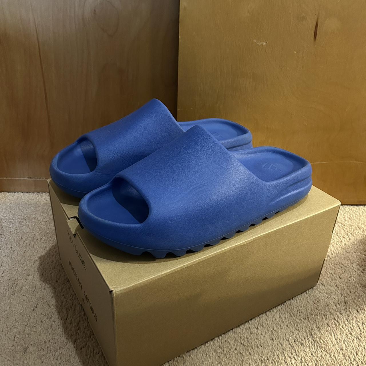 Yezzy slides Blue Men’s US 14 Used Open to any... - Depop