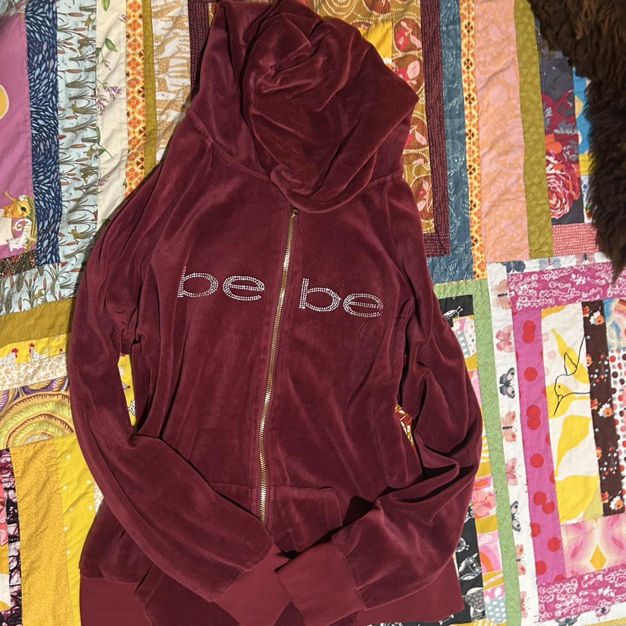 Burgundy Bebe velour zip up hoodie #y2kfashion Only... | Depop