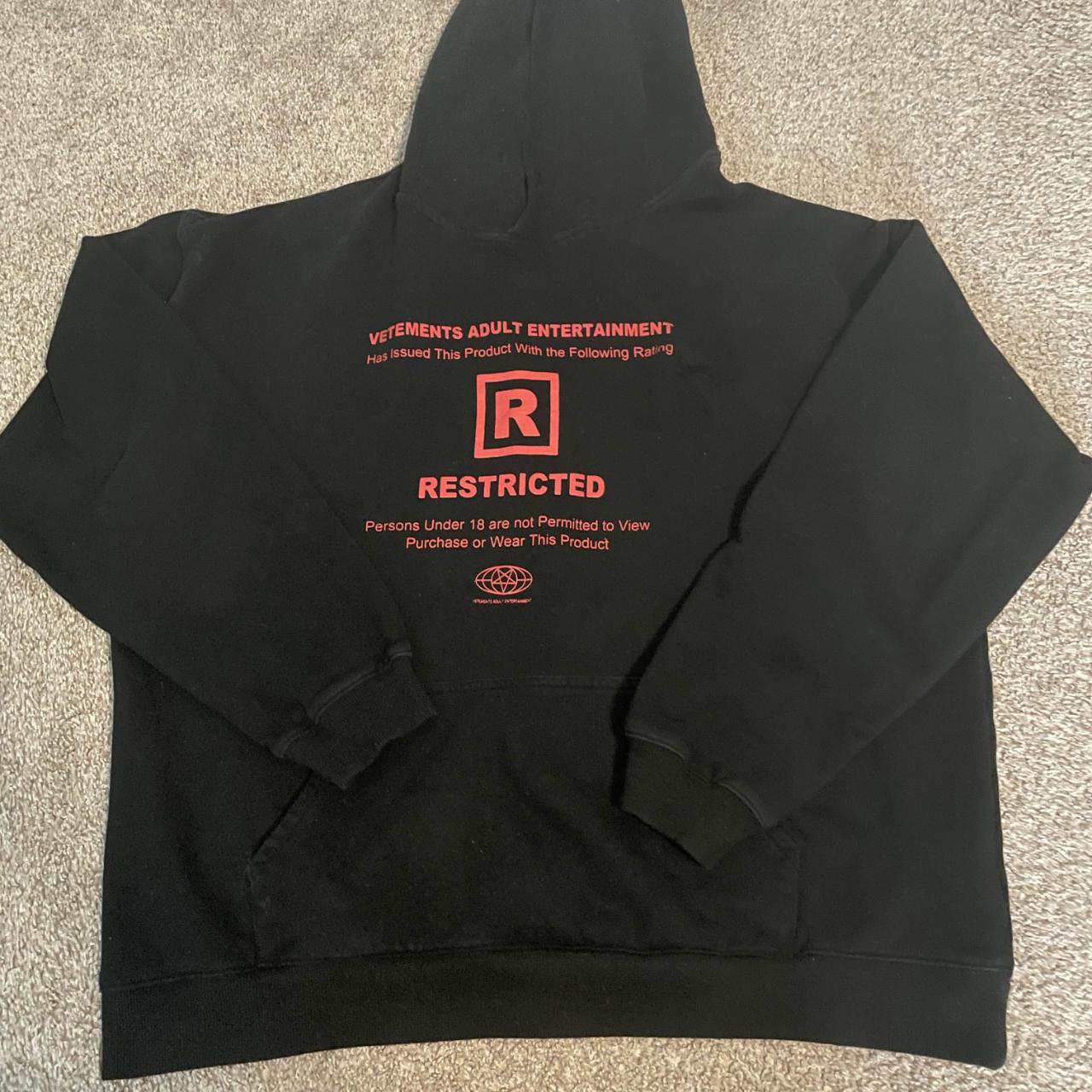 Vetements Rated R Hoodie Pit to pit: 21” Length:... | Depop