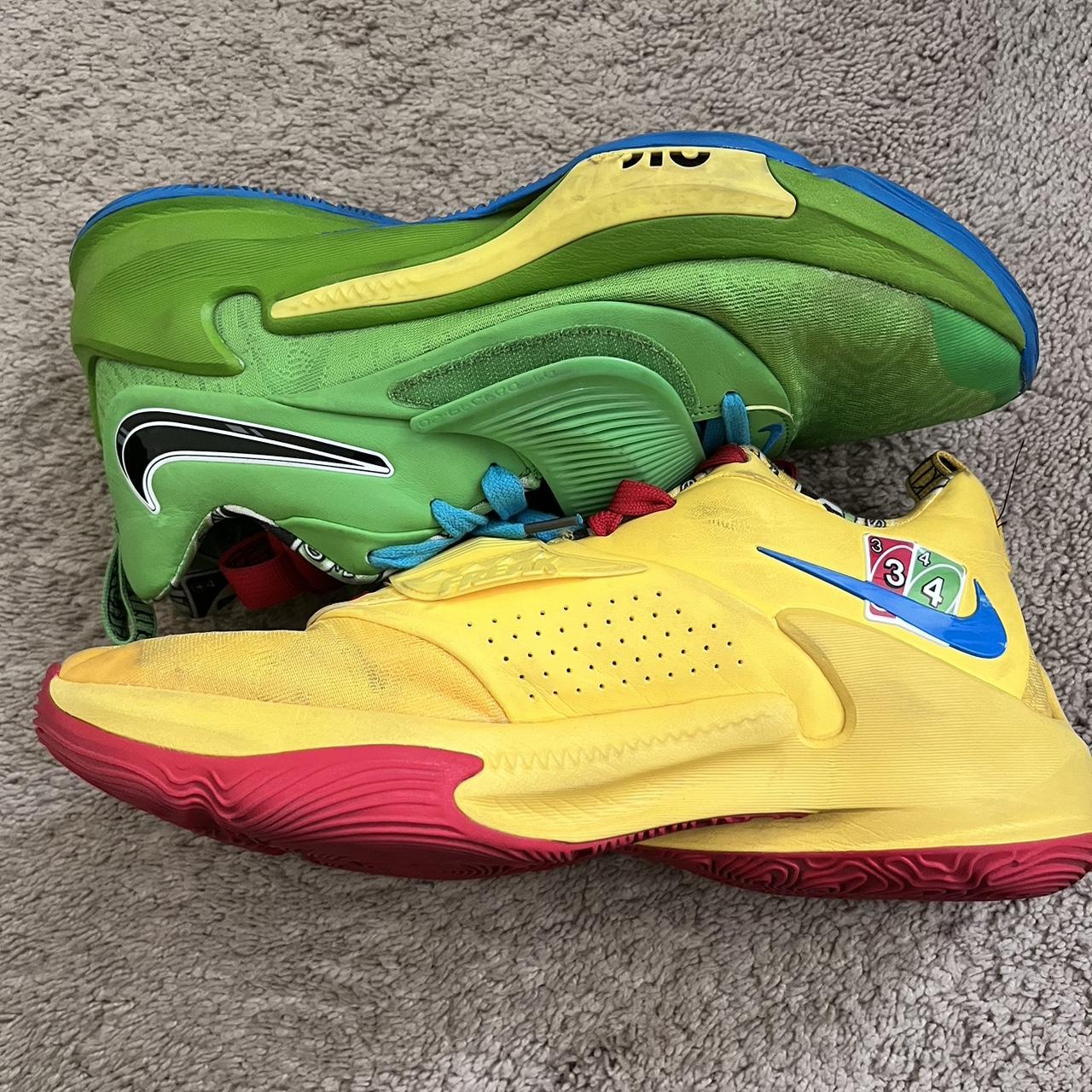 Nike Zoom Freak 3 Mismatch Green and Yellow | Depop