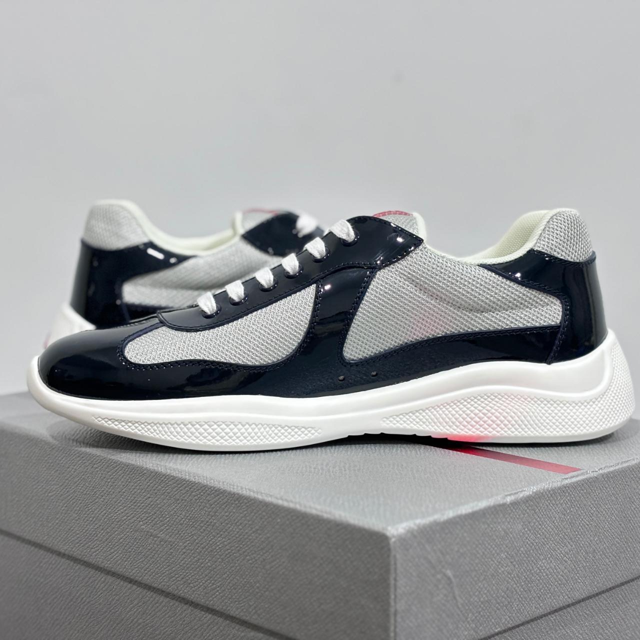 Prada America’s Cup Black Grey Low-top Patent... - Depop