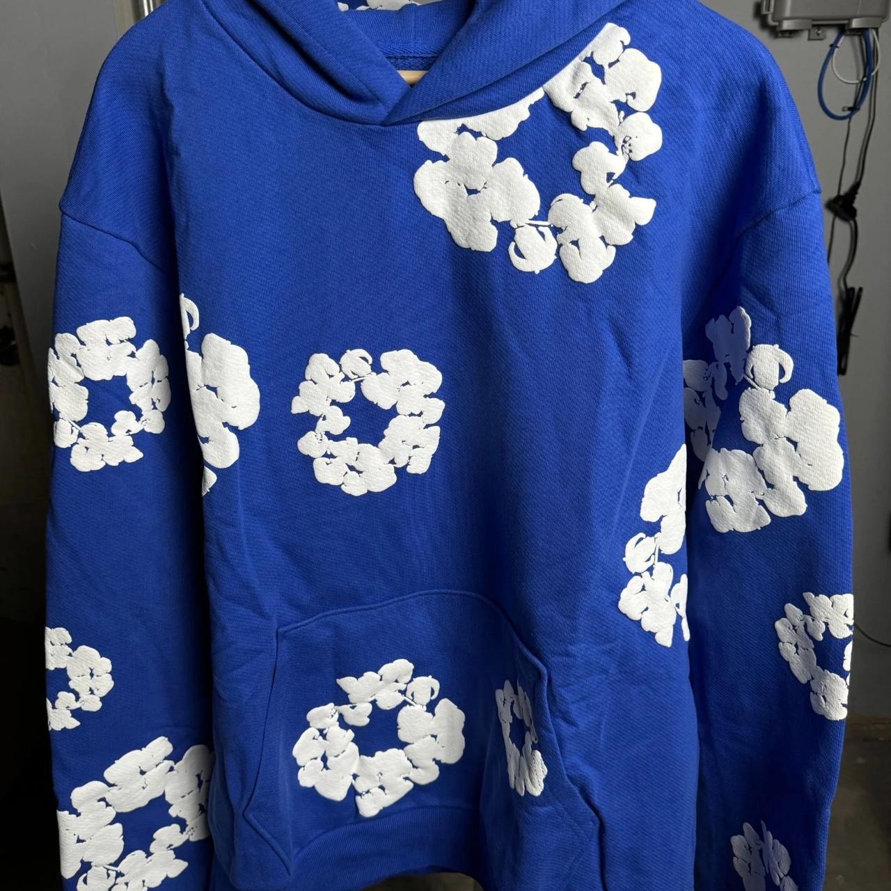 BLUE DENIM TEARS HOODIE PUFF PRING DM NE - Depop