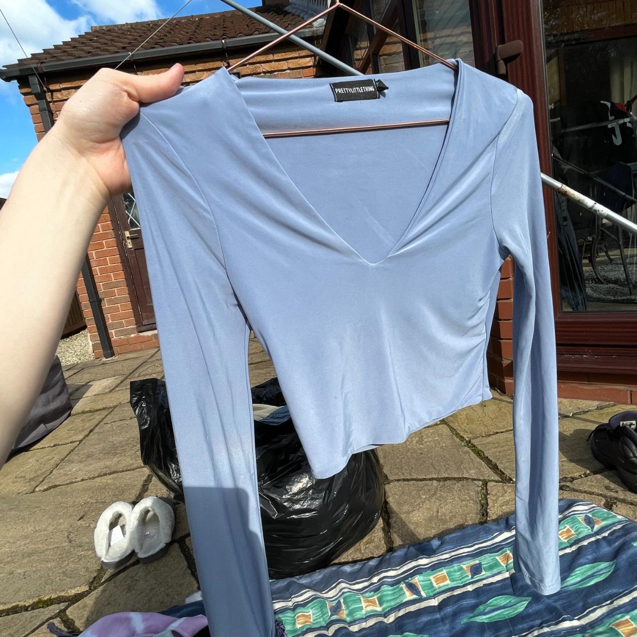 PLT slinky pastel blue long sleeve top Great... - Depop