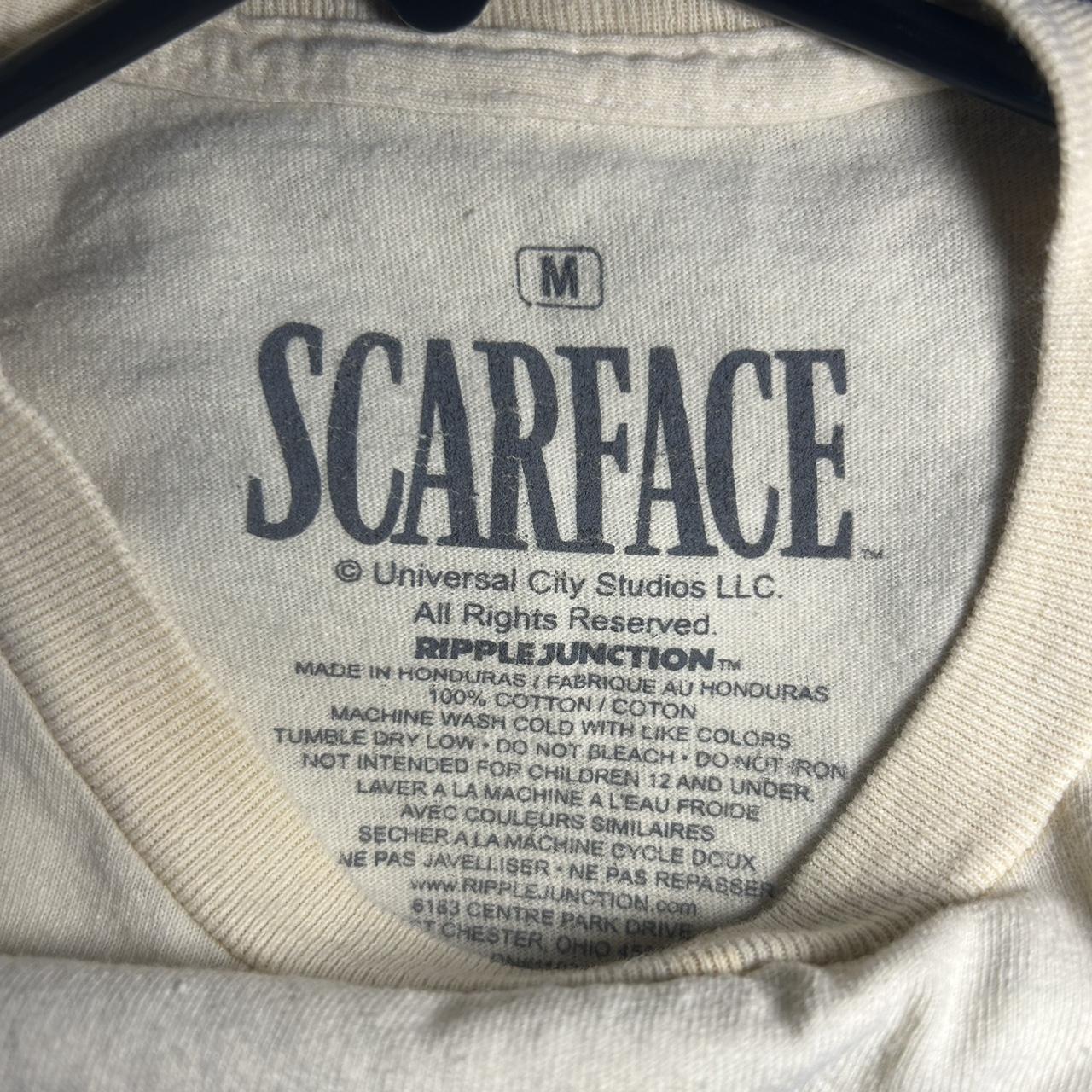 Scarface Cream tee with white and red lettering... | Depop