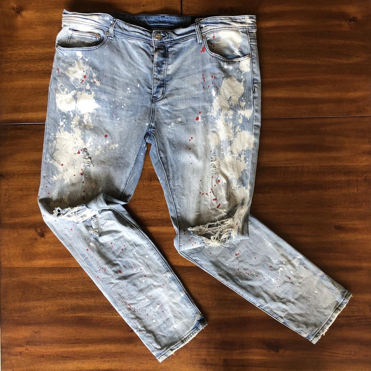 ‘GFTD Los Angeles’ Distressed/Frayed/Red Paint... | Depop