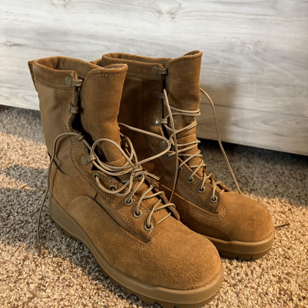 Tan suede military boots #militaryboots never worn!!... | Depop