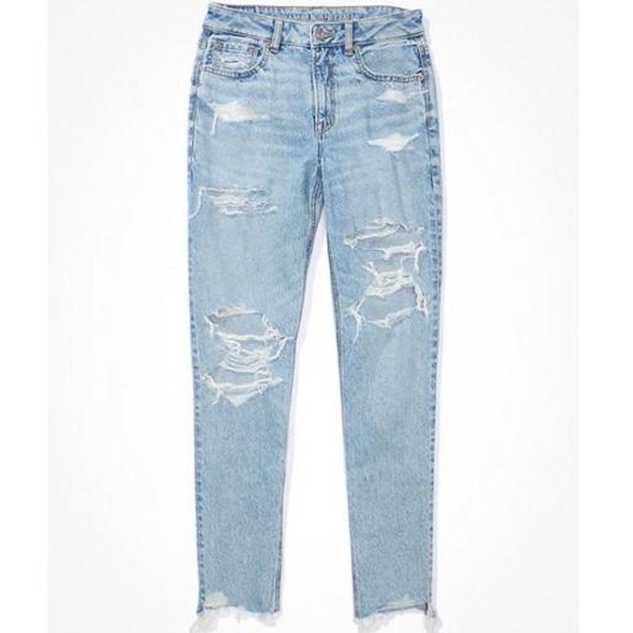 American Eagle Strigid Ripped Mom Jeans Size-12 - Depop