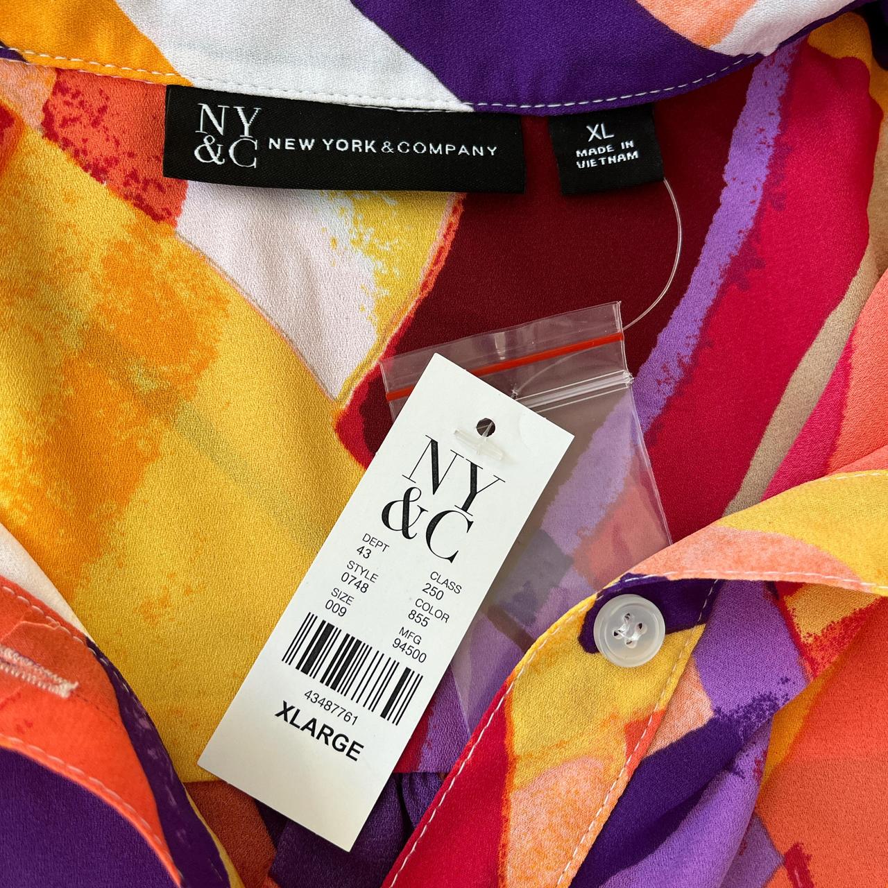 Bright and funky multi-coloured button-up shirt with... | Depop