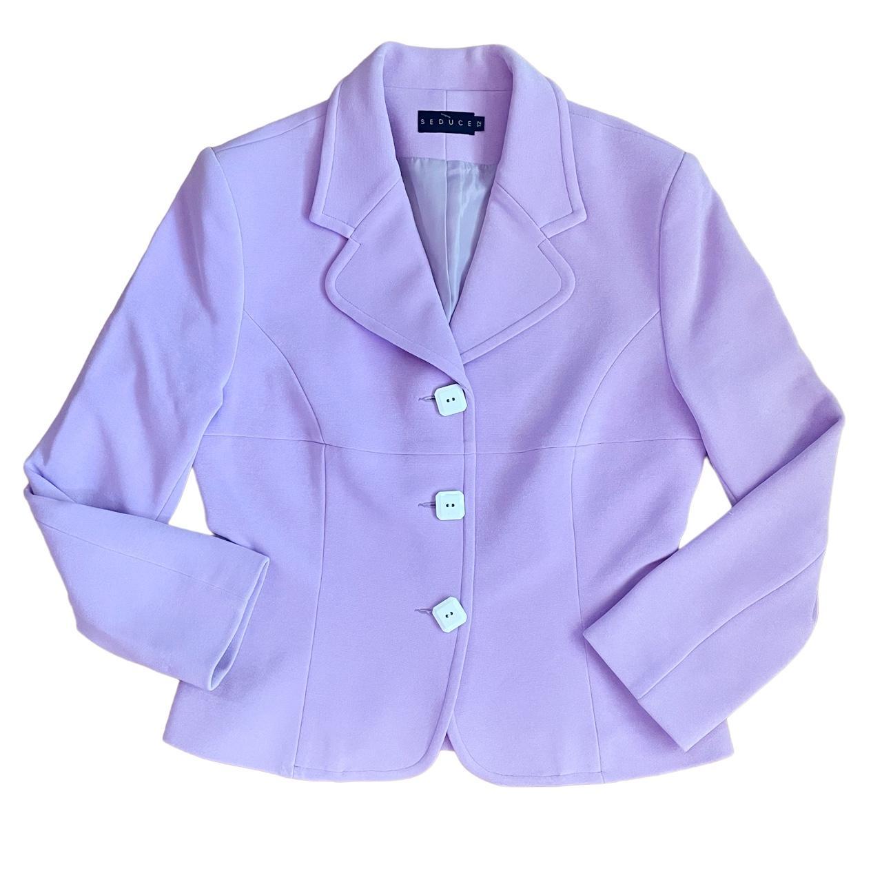 🌸 Cute lilac preppy blazer jacket w large square... - Depop