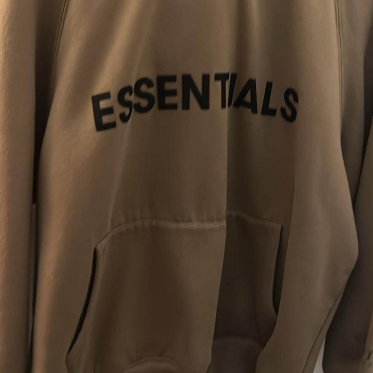 Brown Essentials Hoodie, barley worn - Depop