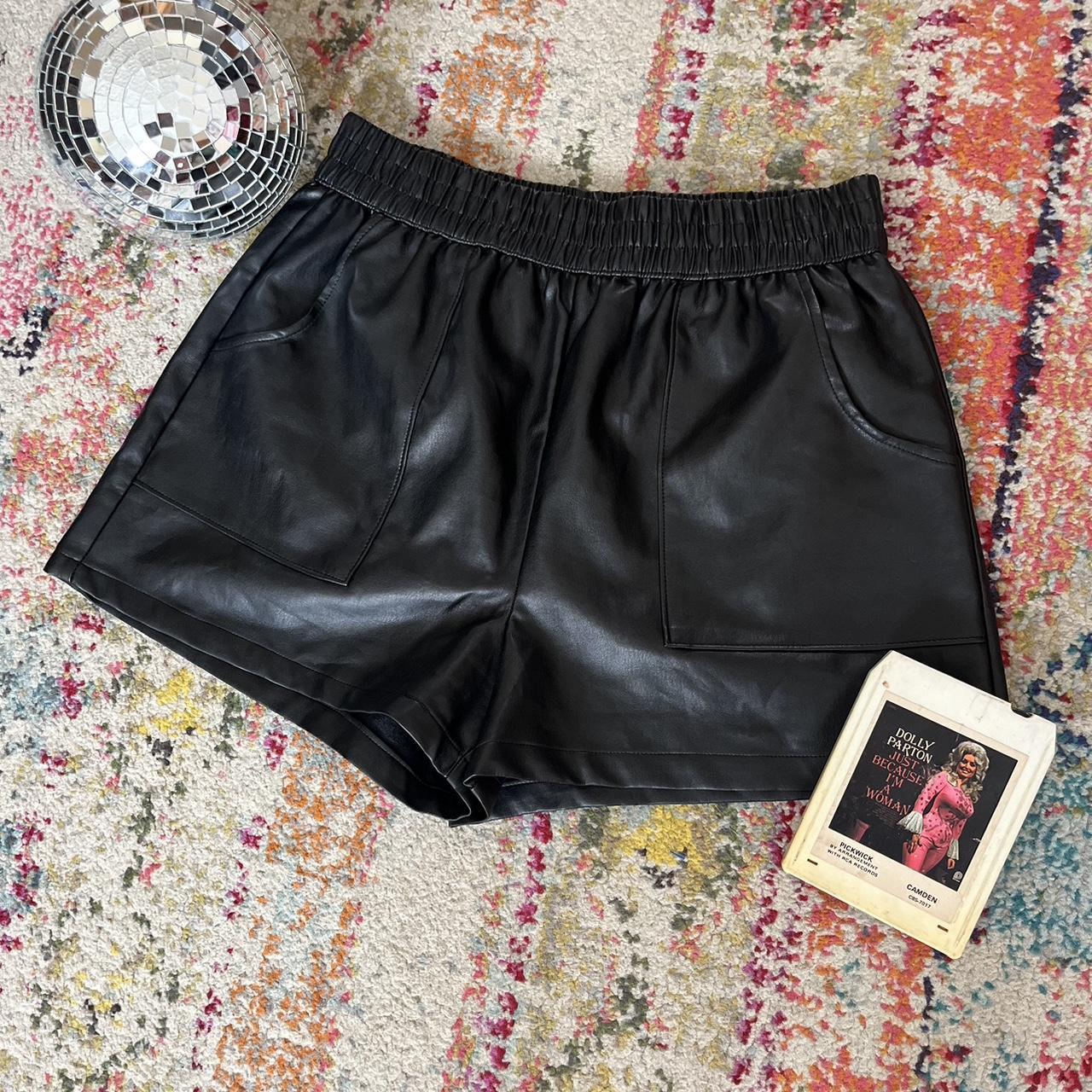 Medium Pleather Shorts - Depop