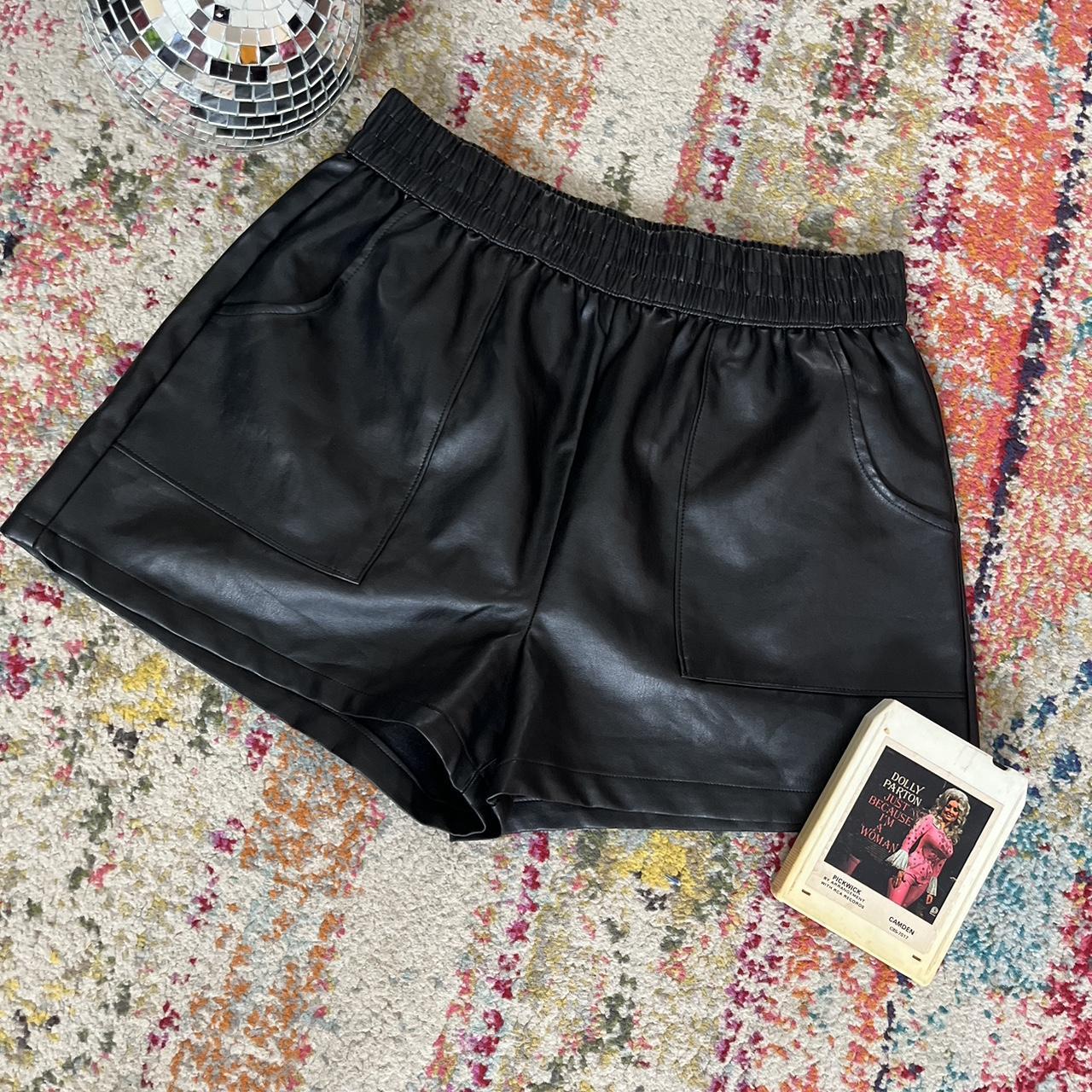 Medium Pleather Shorts - Depop