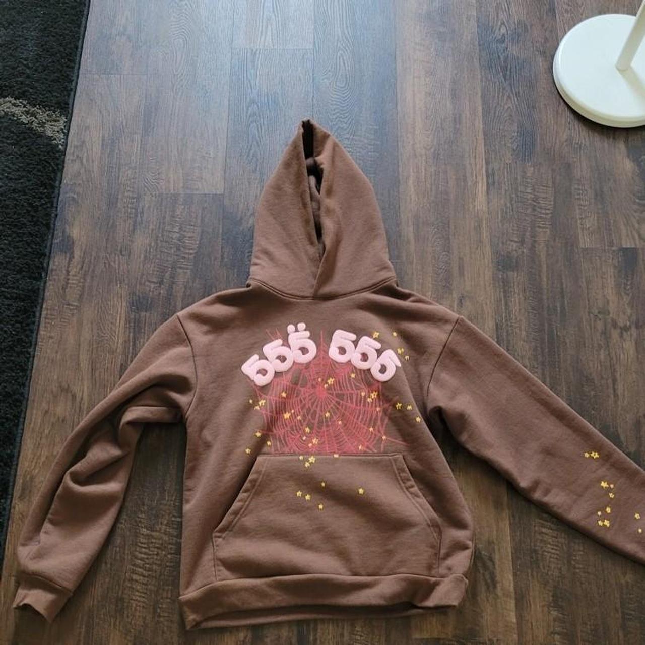 Brown Sp5der Maroon Hoodie Sweater (issa... - Depop