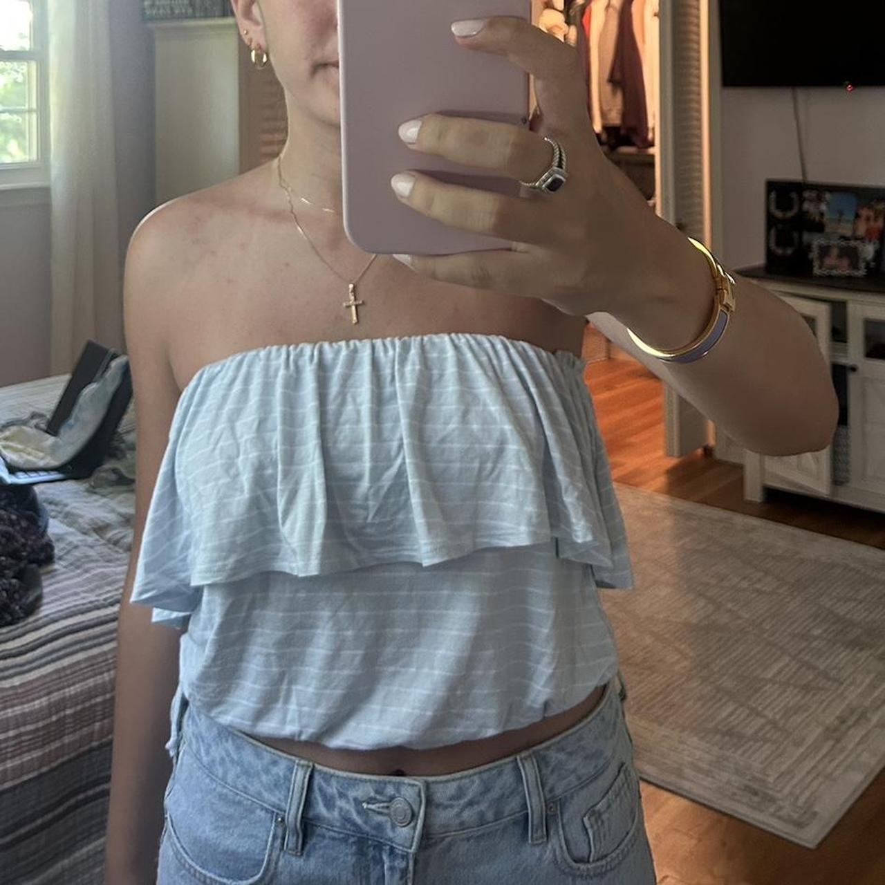 Abercrombie&Fitch flowy tube top Light blue and... | Depop
