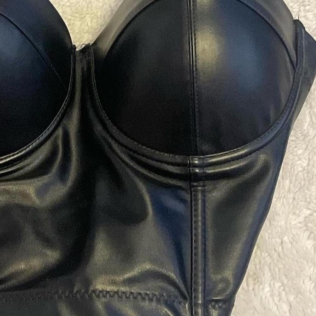 Black Leather Top Size:S/M $25 #goth #vitage #thrift... - Depop