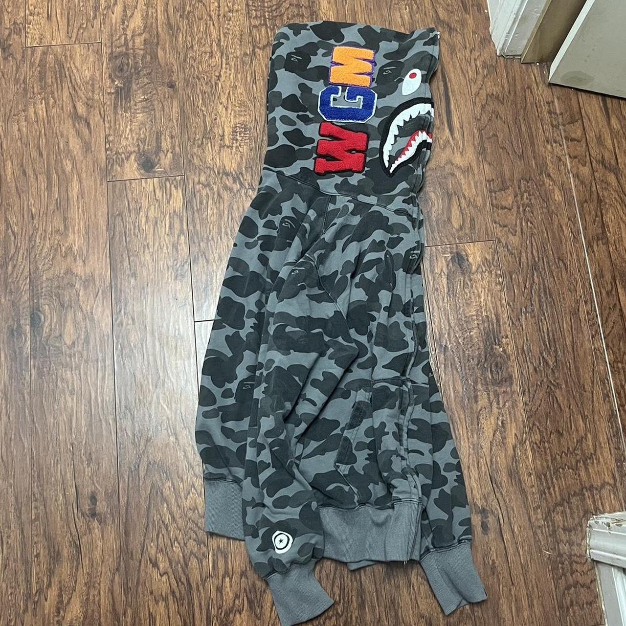 grey and black BAPE hoodie #Bape - Depop