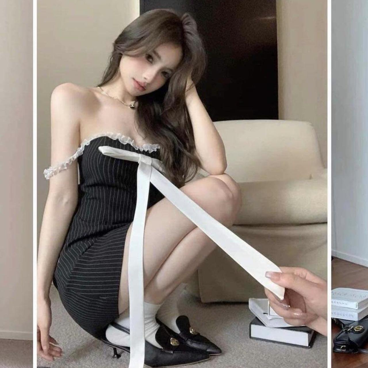 Cute with long bow dress . Under 125lb - Depop