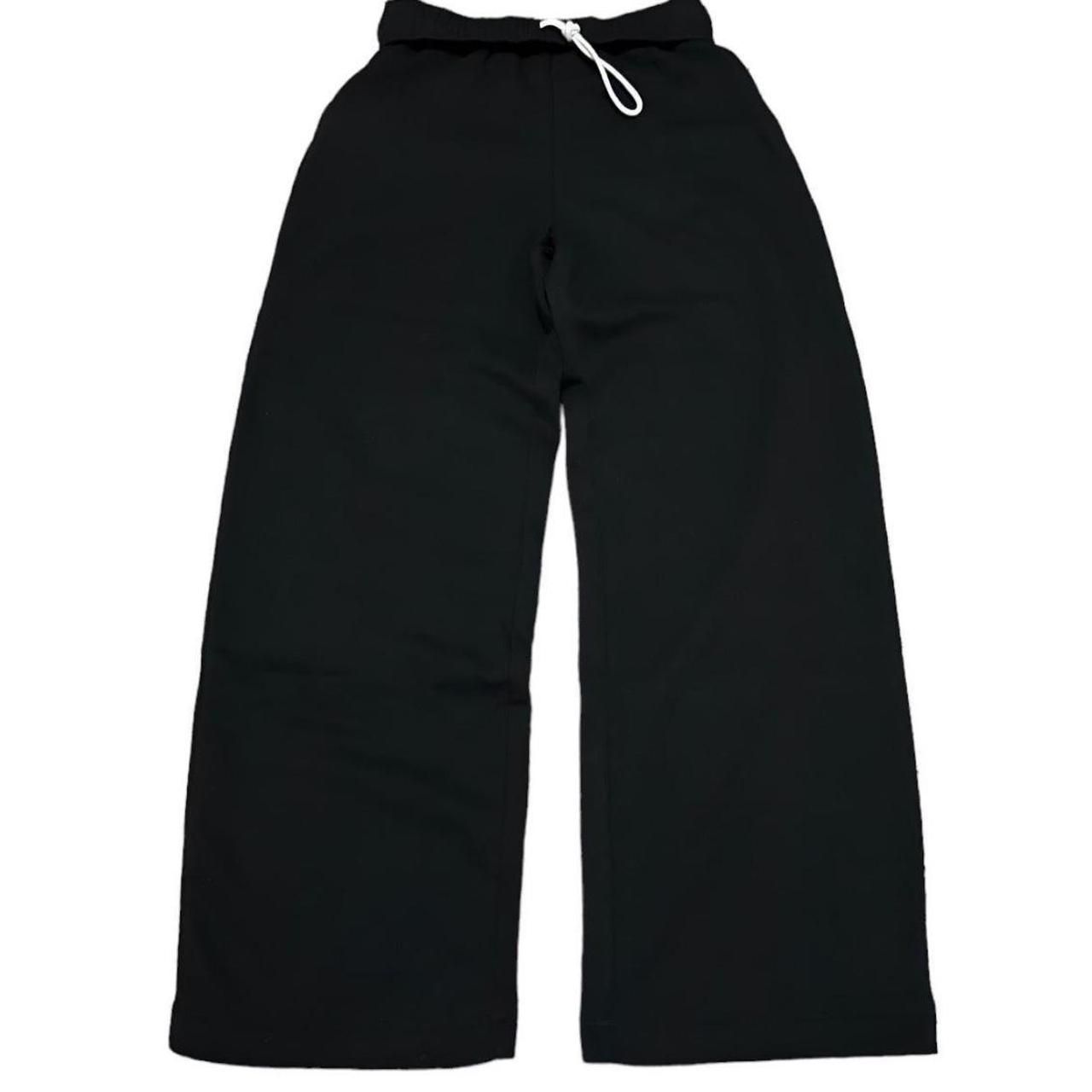 Black wide leg sweatpants with adjustable waistband... | Depop