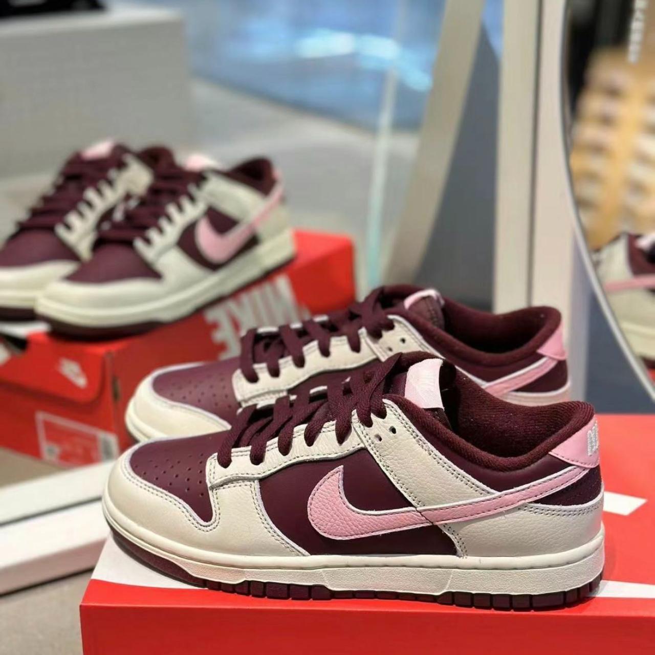 Nike dunk Valentine Wine red shoes for men and women - Depop