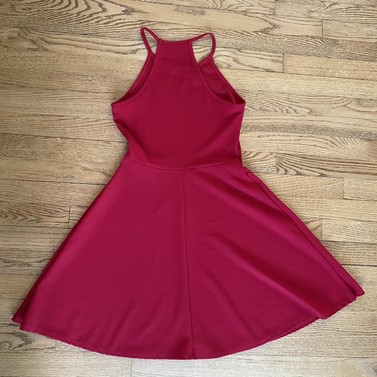 red halter top A-line mini dress coming off the seam... - Depop