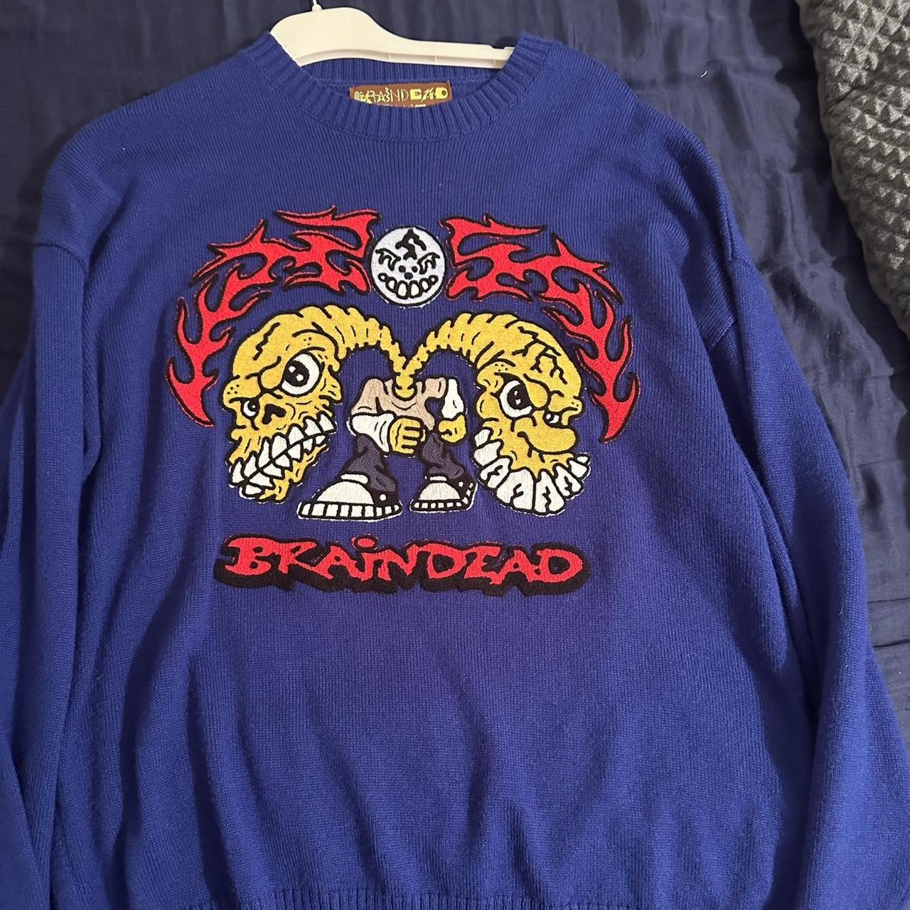 2 headed skull brain dead knit wear... - Depop