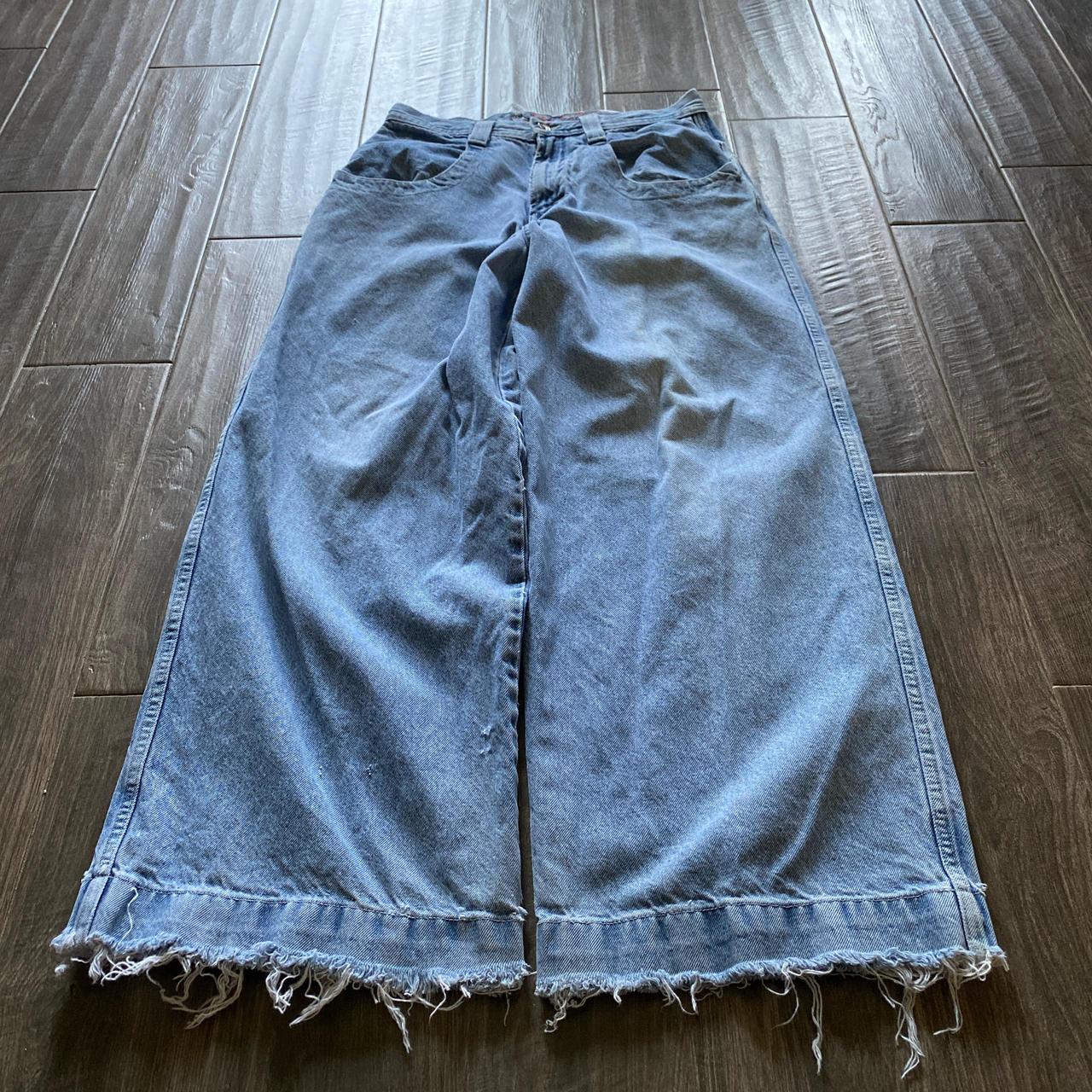 baggy jnco jeans with back pocket embroidery... | Depop