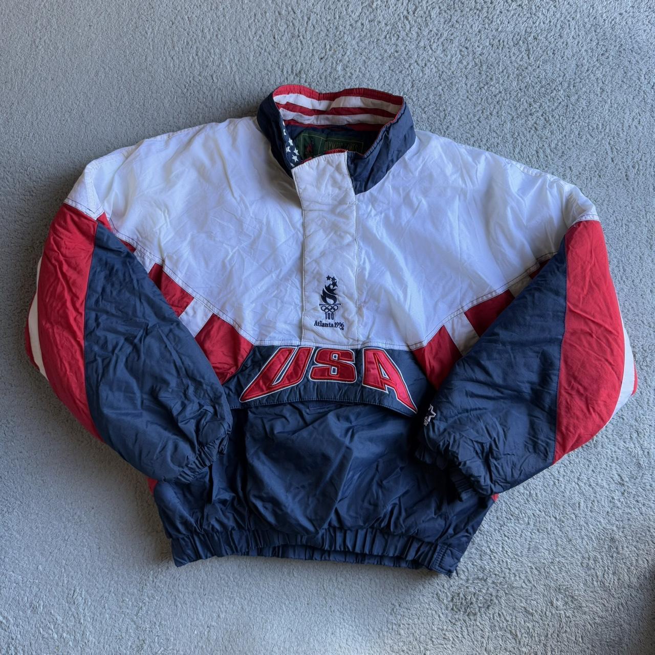 Vintage 1996 Atlanta Starter USA Puff Jacket Size... | Depop
