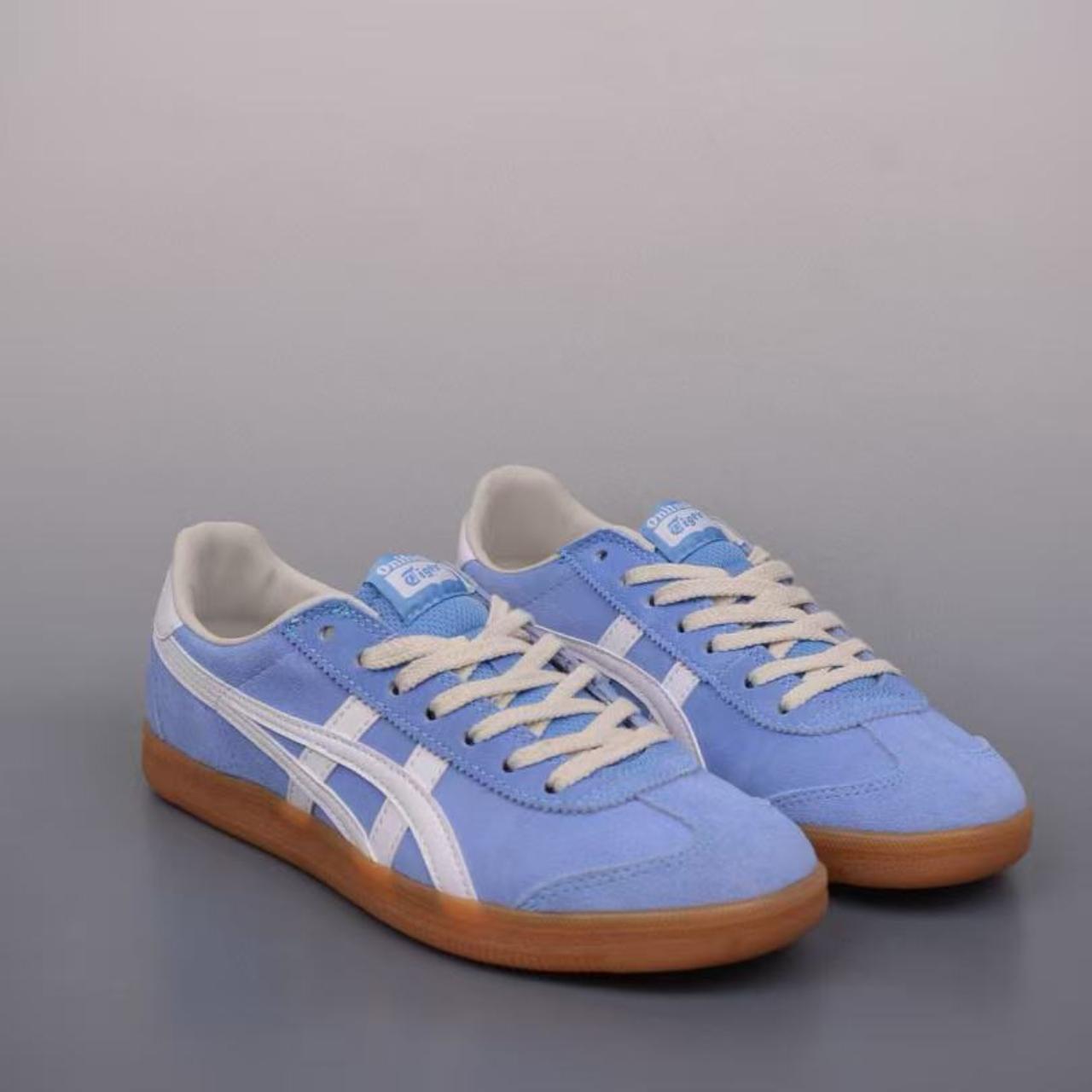 Onitsuka Tiger Tokuten Blue and white low-top... | Depop