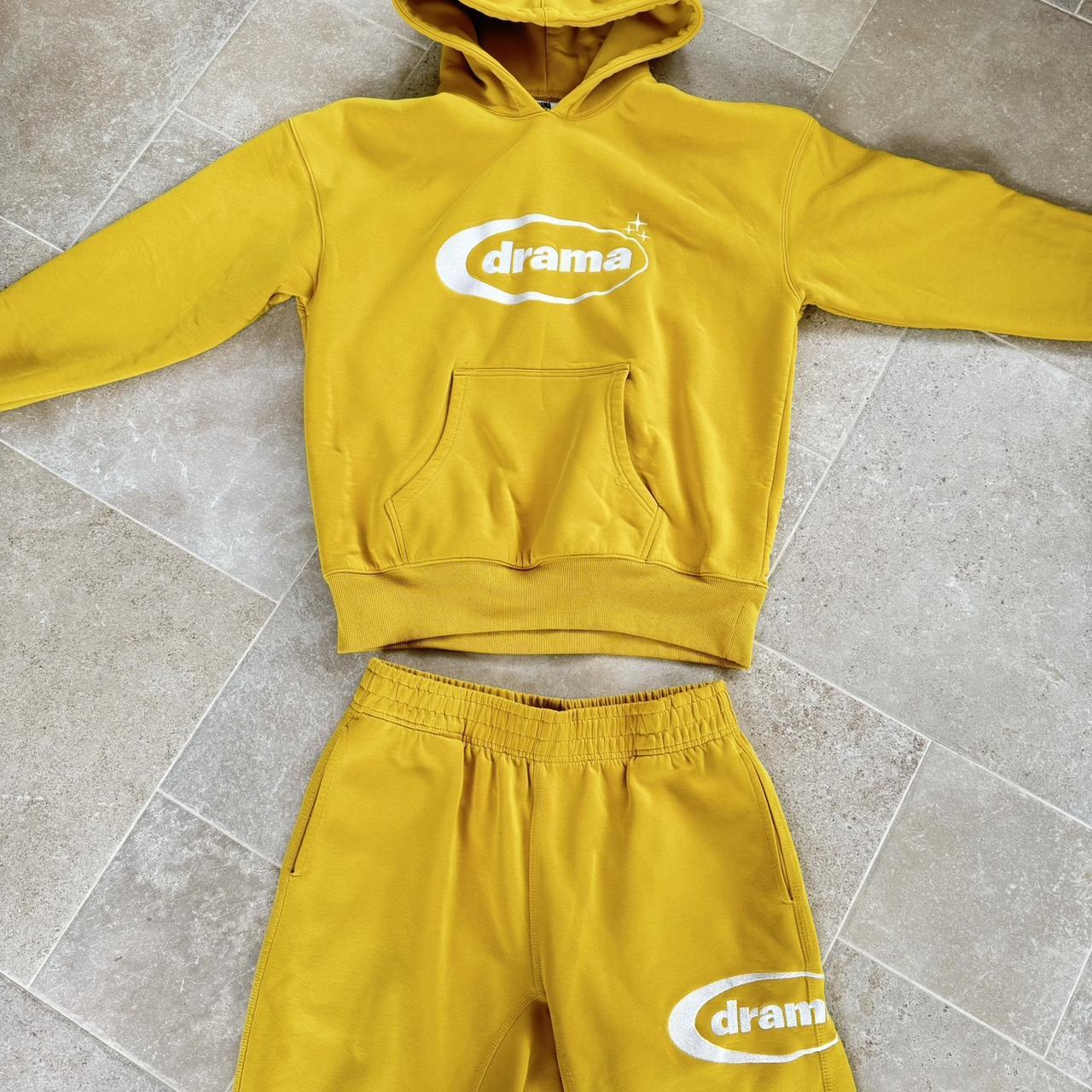 Drama Call yellow tracksuit -size L hoodie and... - Depop