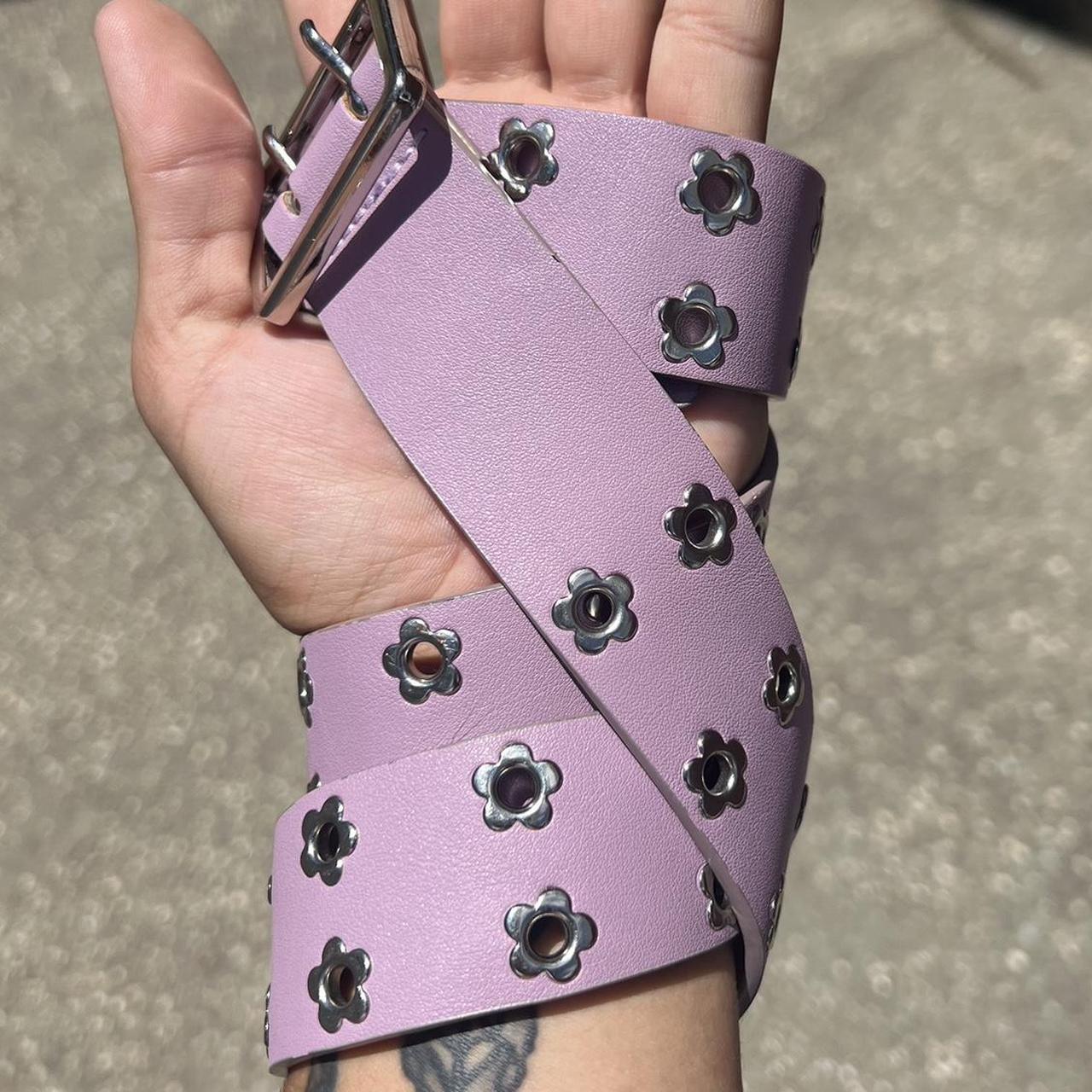 JAPANESE BRAND Y2K STUDDED PINK FLOWER BELT (MAX... - Depop