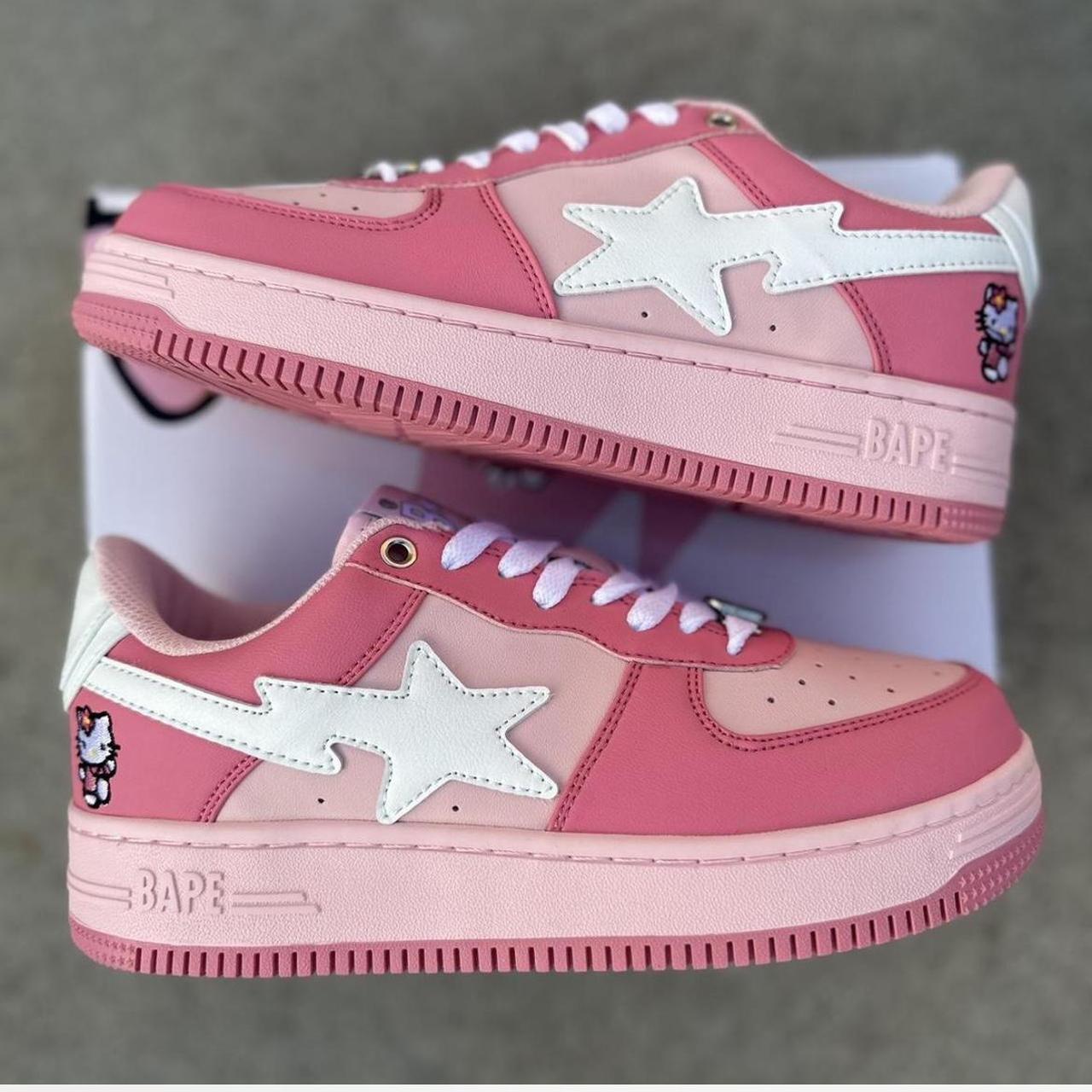Hello kitty x Bapesta Style triple pink Size 4Y-7Y - Depop