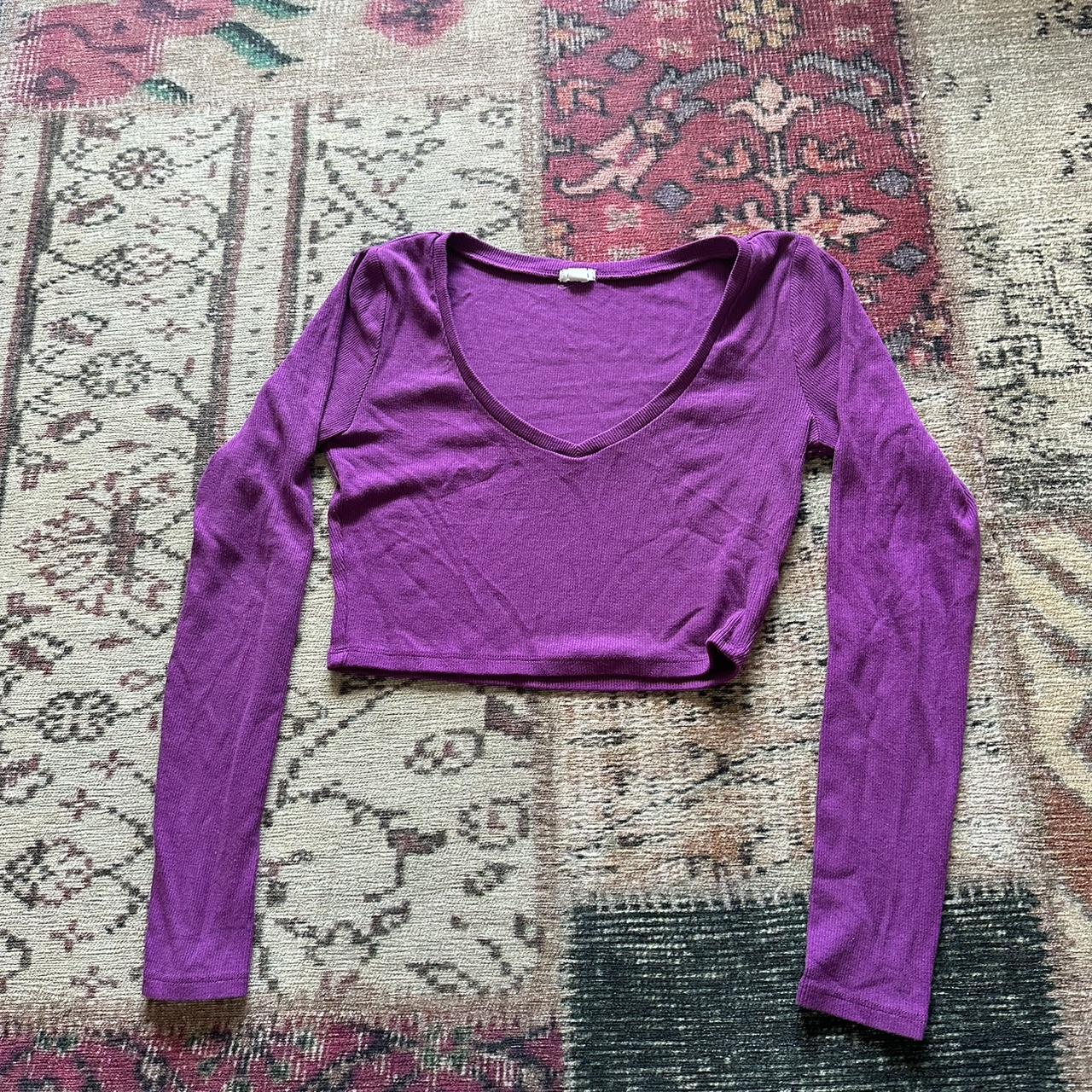 Purple Long Sleeved Crop Top From Garage Excellent Depop