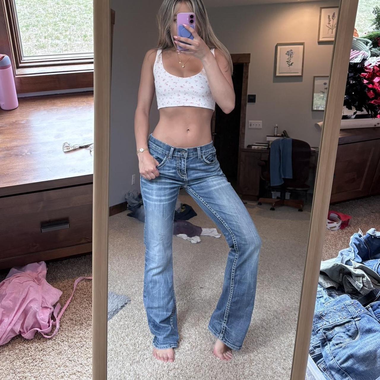 Y2K BKE Aiden Low Rise Bootcut Jeans – Faded Blue... | Depop