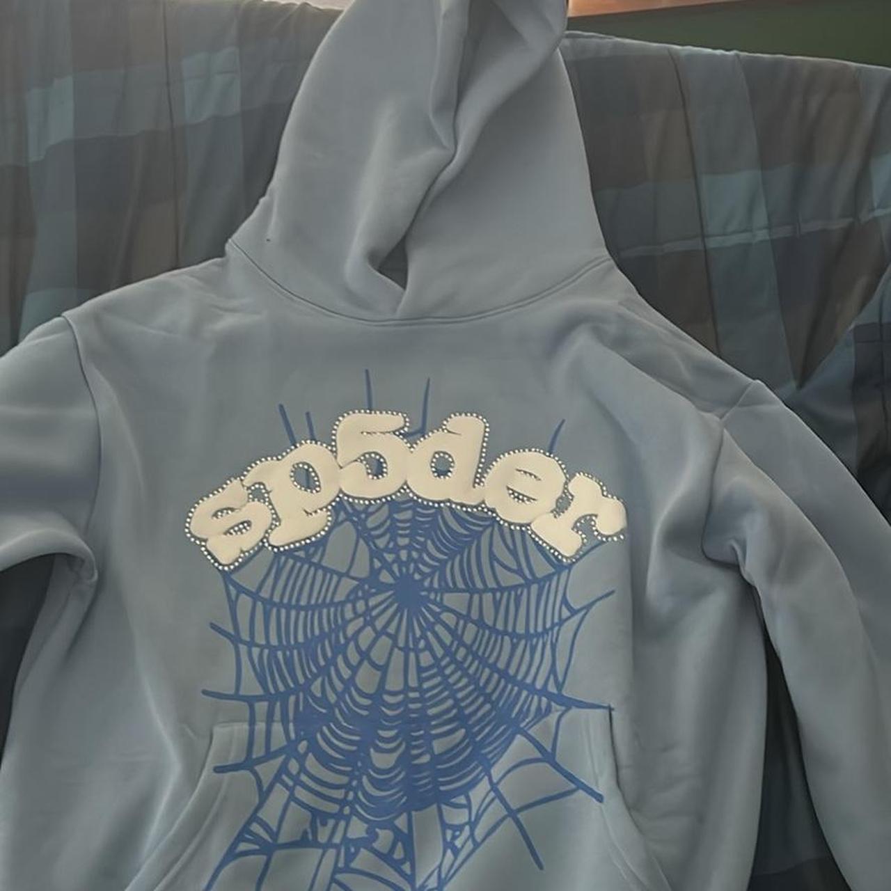 Light Blue Sp5der Hoodie $175 OR BEST OFFER New - Depop