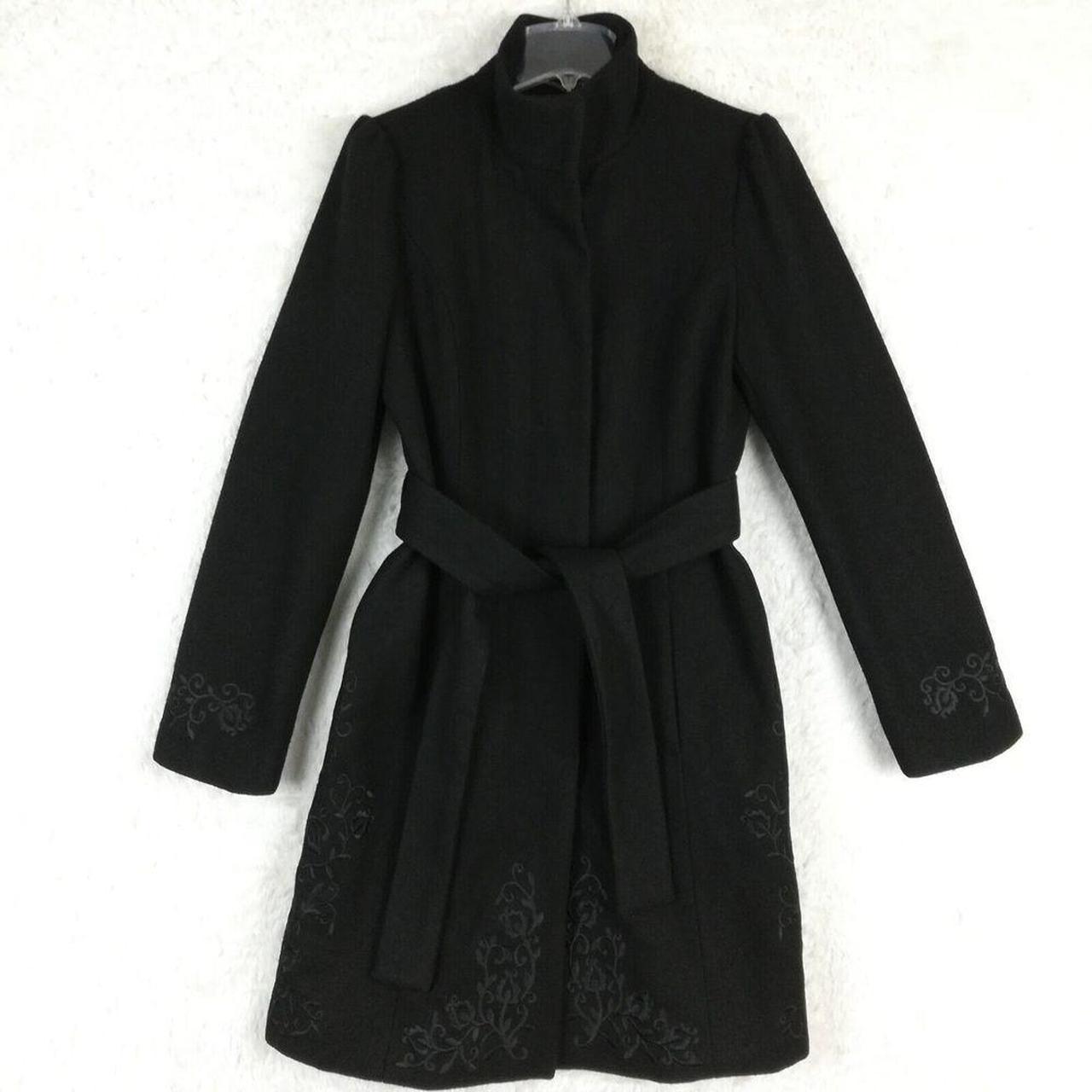 Merona Womens Coat Wool Blend Trench Military Black... | Depop