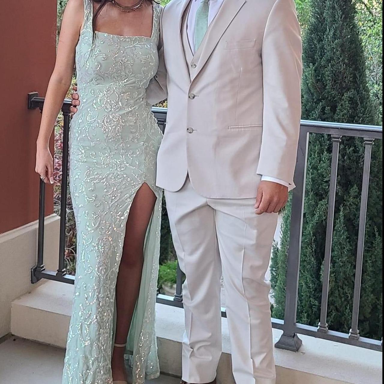 light green prom dress org 160. super cute for prom... - Depop