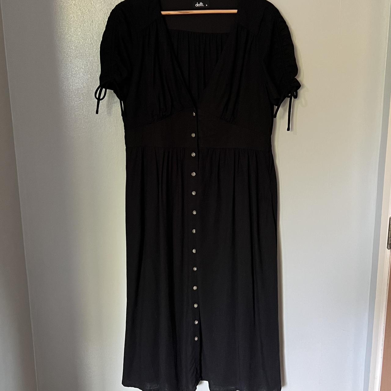 Dotti low cut V-neck button down black midi dress |... - Depop