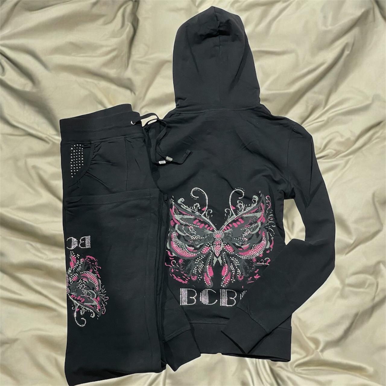 Black and pink BCBG Maxazria Y2K tracksuit with... - Depop