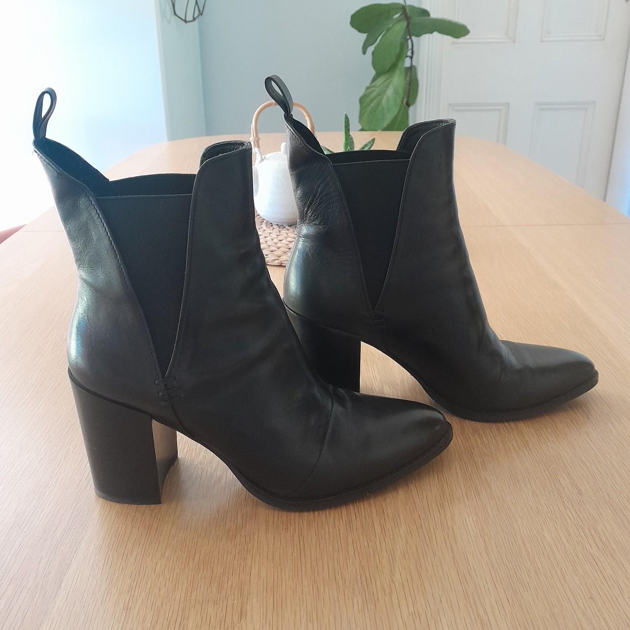 Wittner black leather ankle boots size 39 Style... | Depop