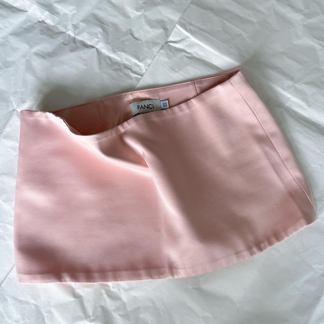 Fanci club pink satin mini skirt worn once for pic - Depop