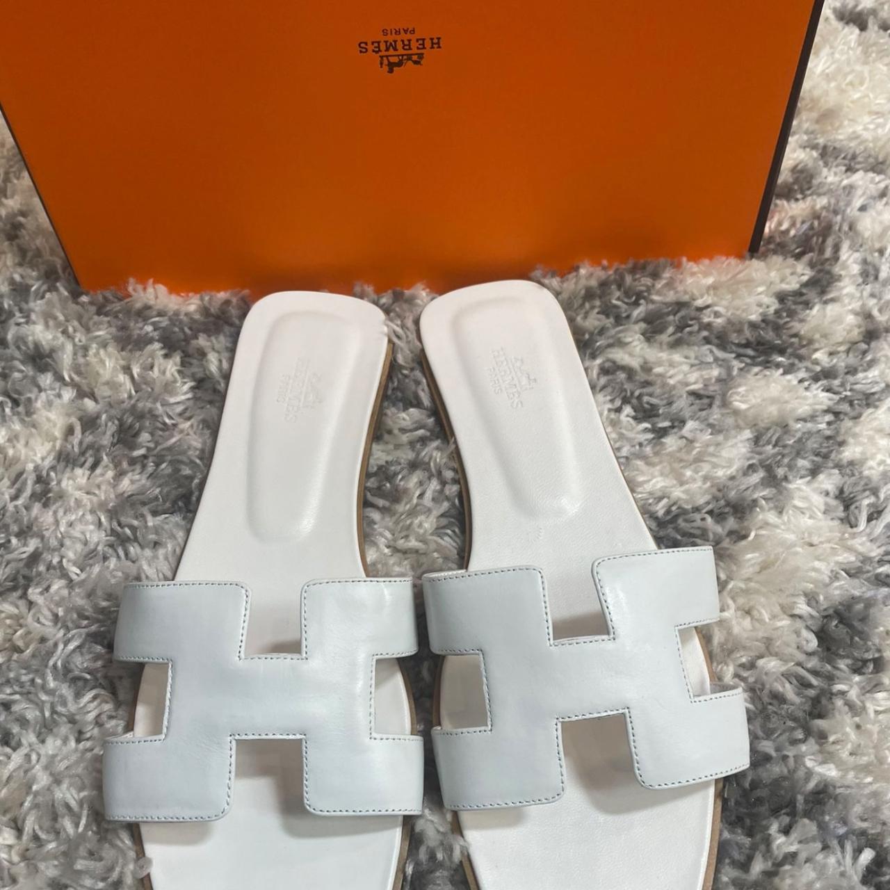 hermes slides, worn on a trip once. - Depop