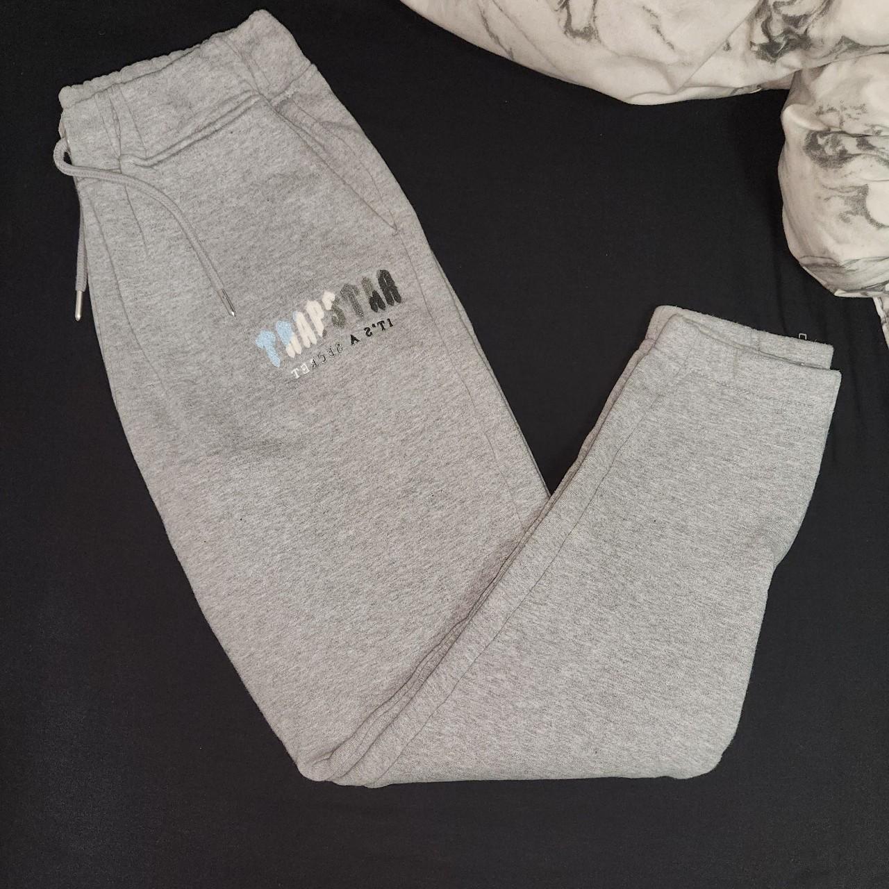 Trapstar Chenille Decoded Tracksuit Pants Grey/Baby... - Depop